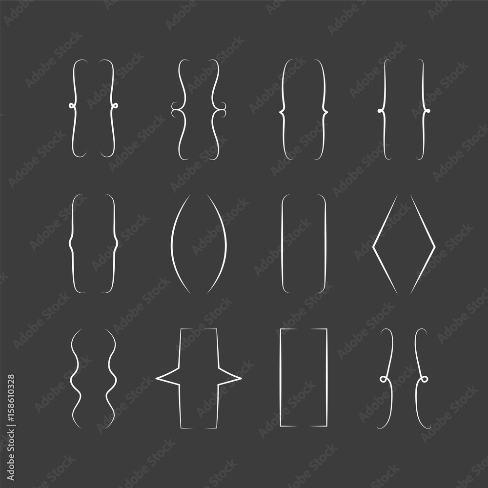 Vector braces signs, curly brackets symbols set. Hand drawn simp Stock ...