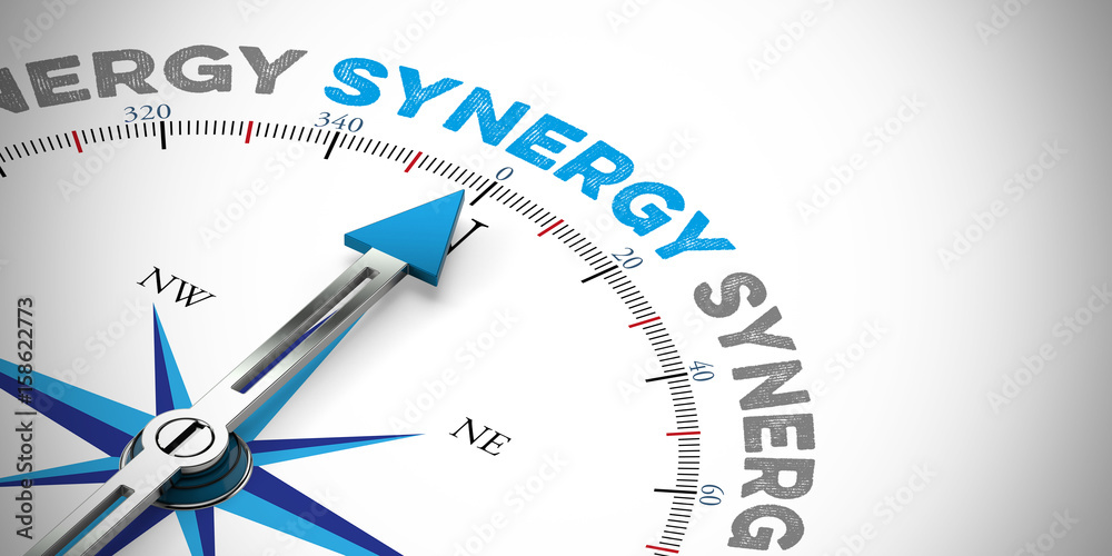 Synergy Konzept auf Kompass Stock Illustration | Adobe Stock