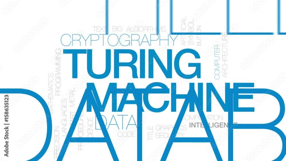 Turing machine animated word cloud, text design animation. Kinetic ...