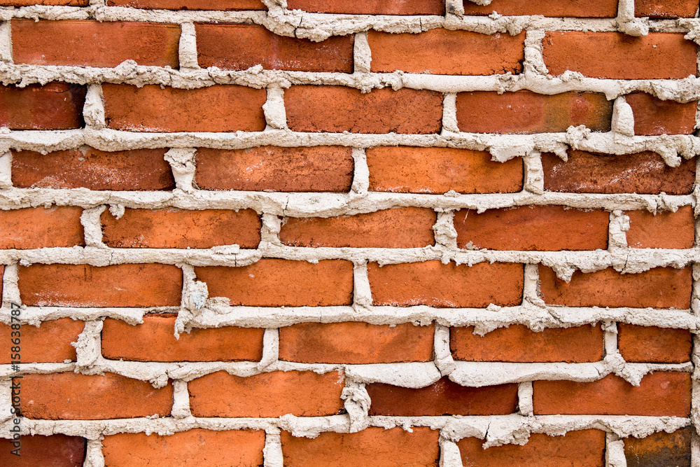 Brick And Mortar Background. Red brick wall with fresh mortar ...