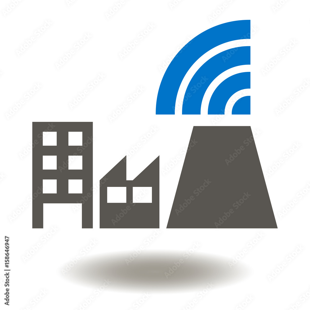 Smart Factory Vector Icon. Wi Fi Plant illustration. Industry 4.0 sign ...