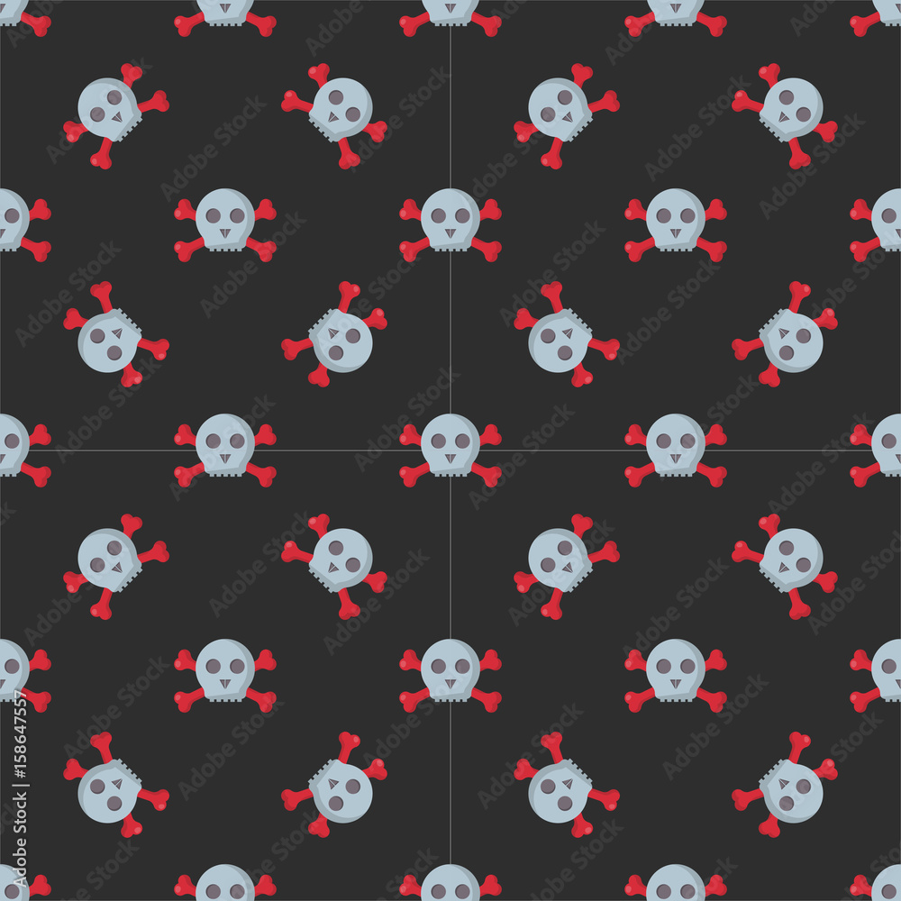 Grunge seamless pattern with skulls vector illustration human bone ...