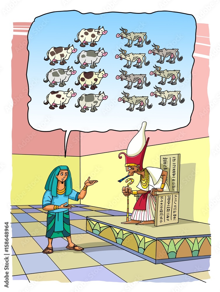 Joseph interprets Pharaoh's dreams about seven fat and seven lean cows ...