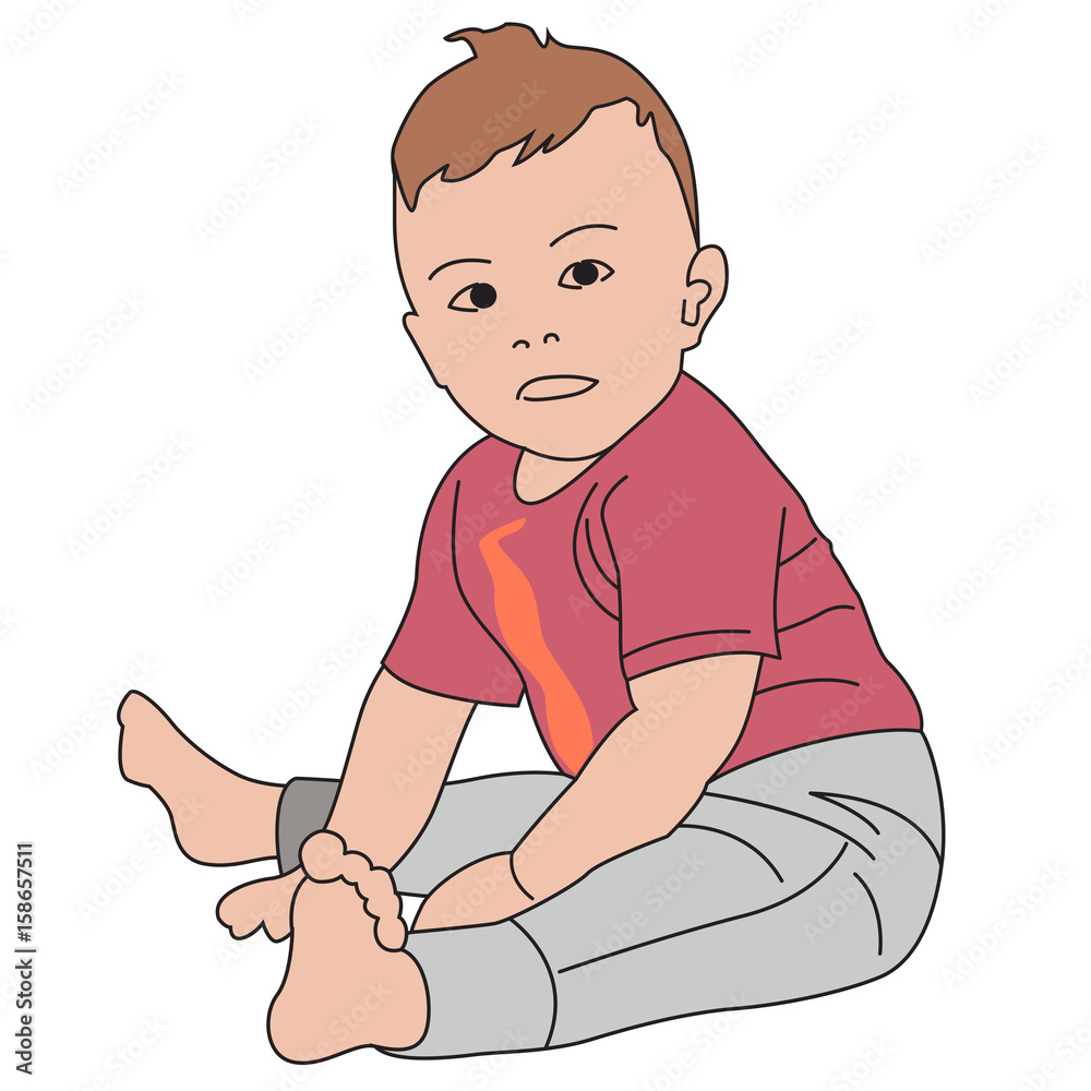 vector realistic drawn baby isolated on white. Cute little baby boy ...