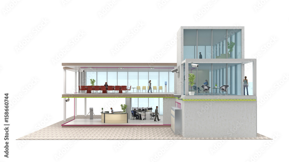 office building cutaway isolated on white Stock Illustration | Adobe Stock