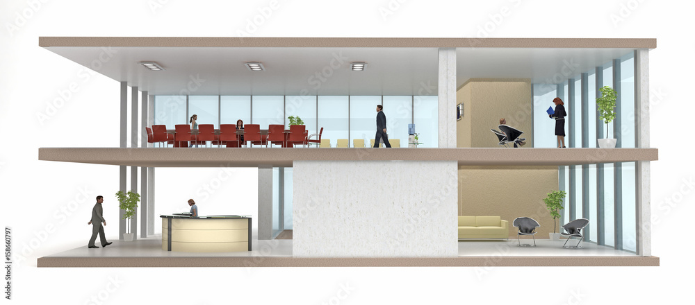 office building cutaway isolated on white Stock Illustration | Adobe Stock