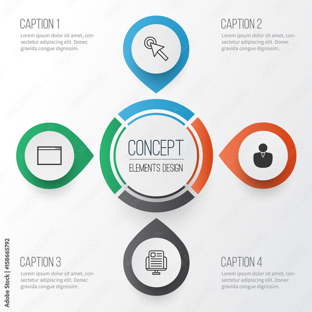 Web Icons Set. Collection Of Blog Page, Cursor Tap, Program And Other ...