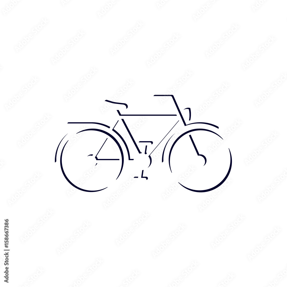 Bicycle fixie outline drawing icon, side view, vector illustration ...