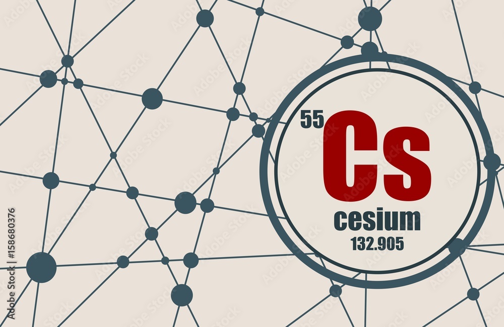 Cesium chemical element. Sign with atomic number and atomic weight ...
