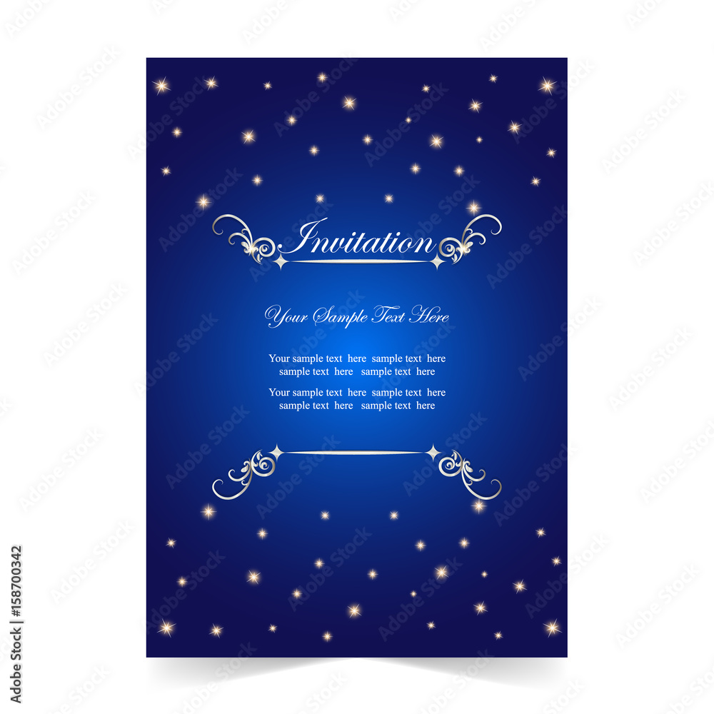 Invitation card, wedding card blue background Stock Vector | Adobe Stock