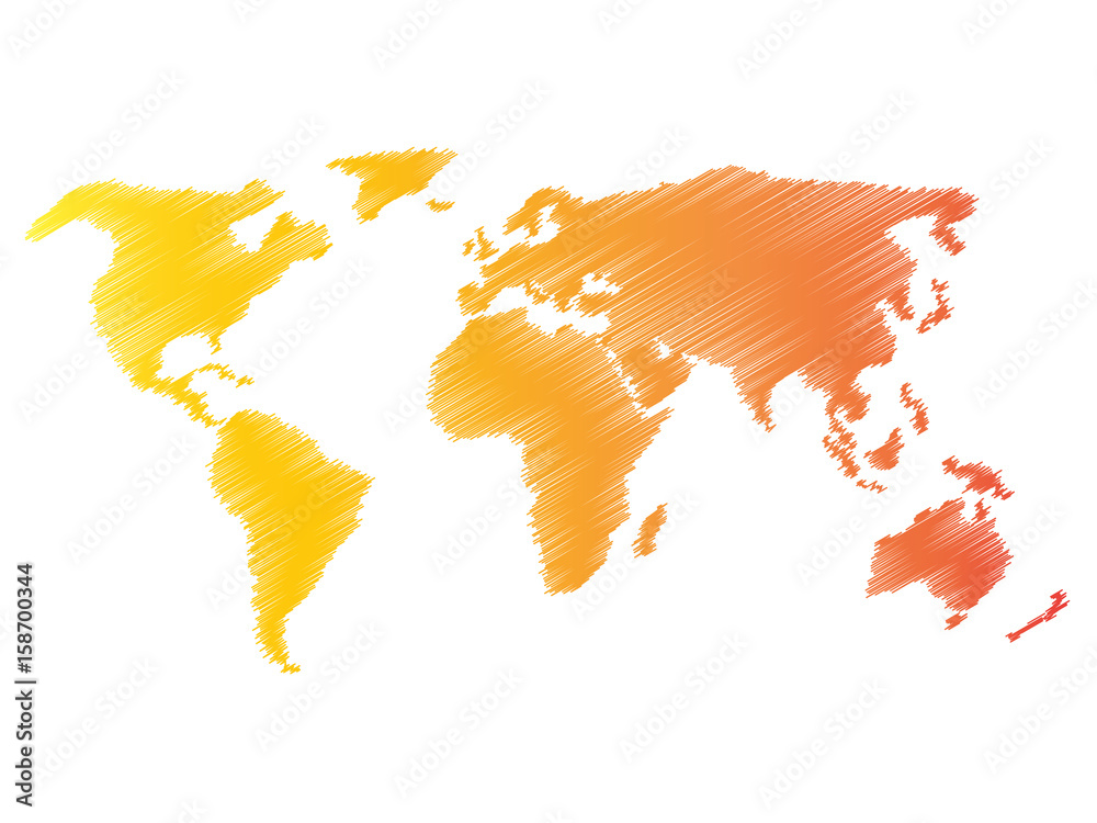 Pencil scribble sketch map of World. Hand doodle drawing. Vector ...