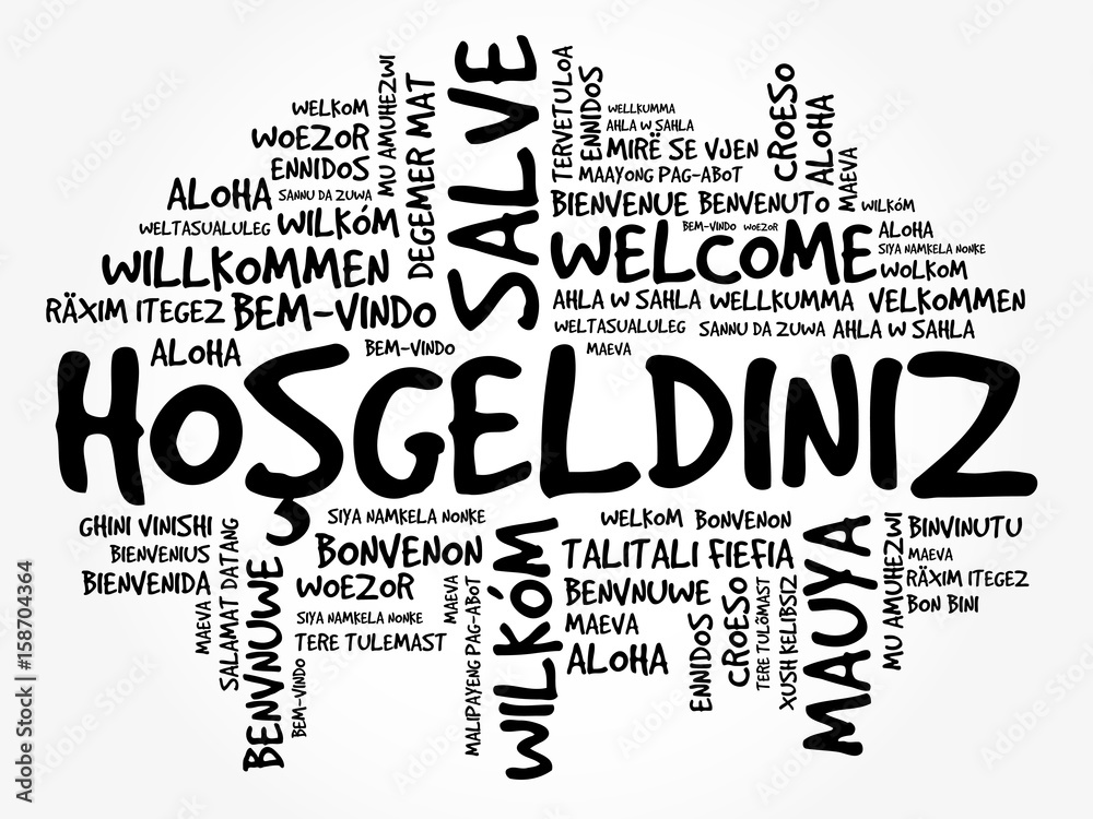 Hosgeldiniz (Welcome in Turkish) word cloud in different languages ...
