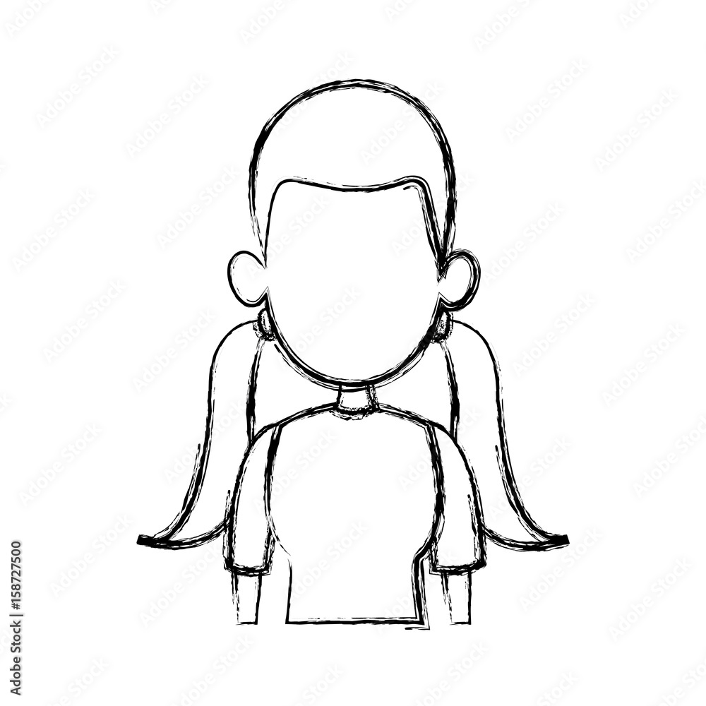 silhouette drawing of faceless half body woman hairstyle vector ...