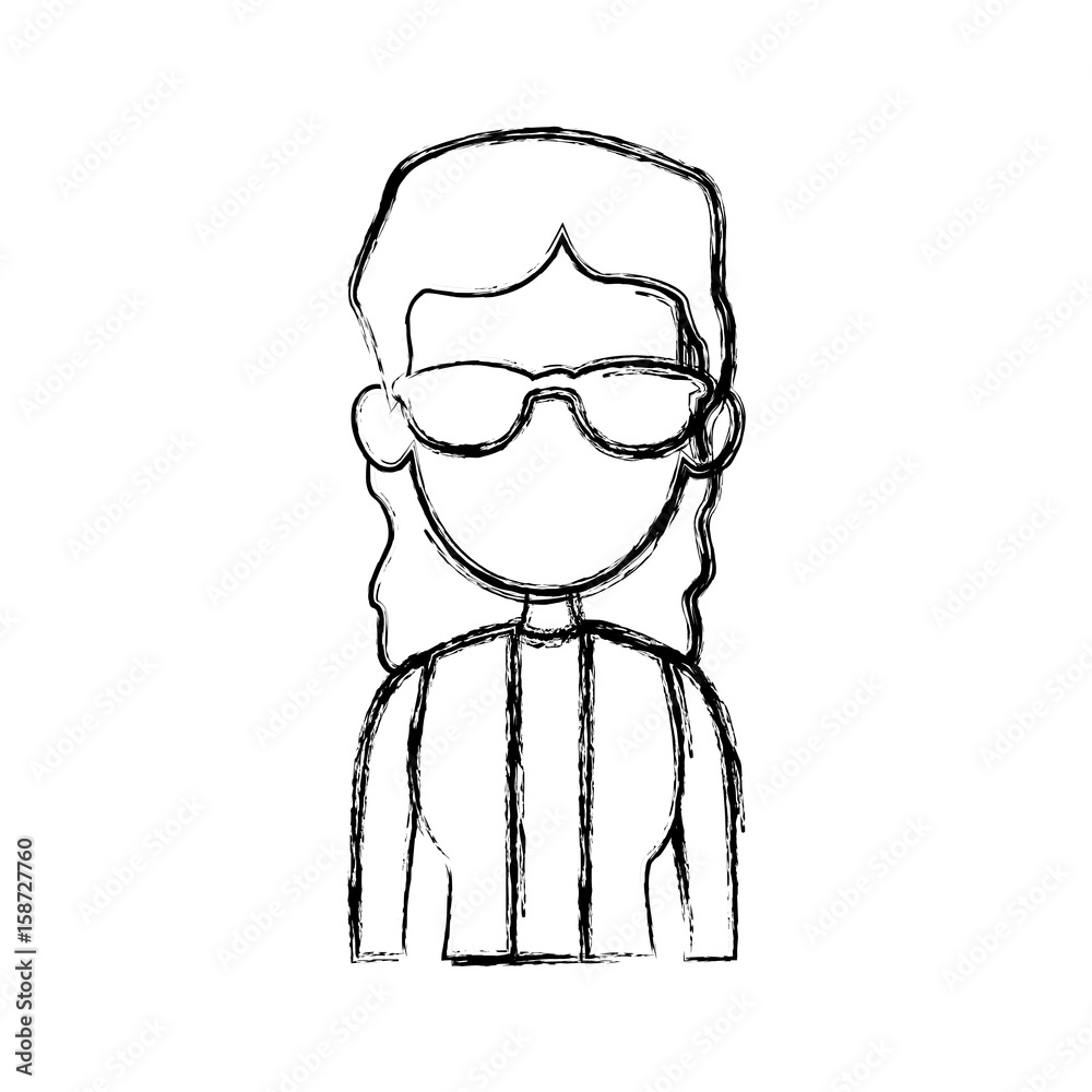 silhouette drawing of faceless half body woman hairstyle vector ...