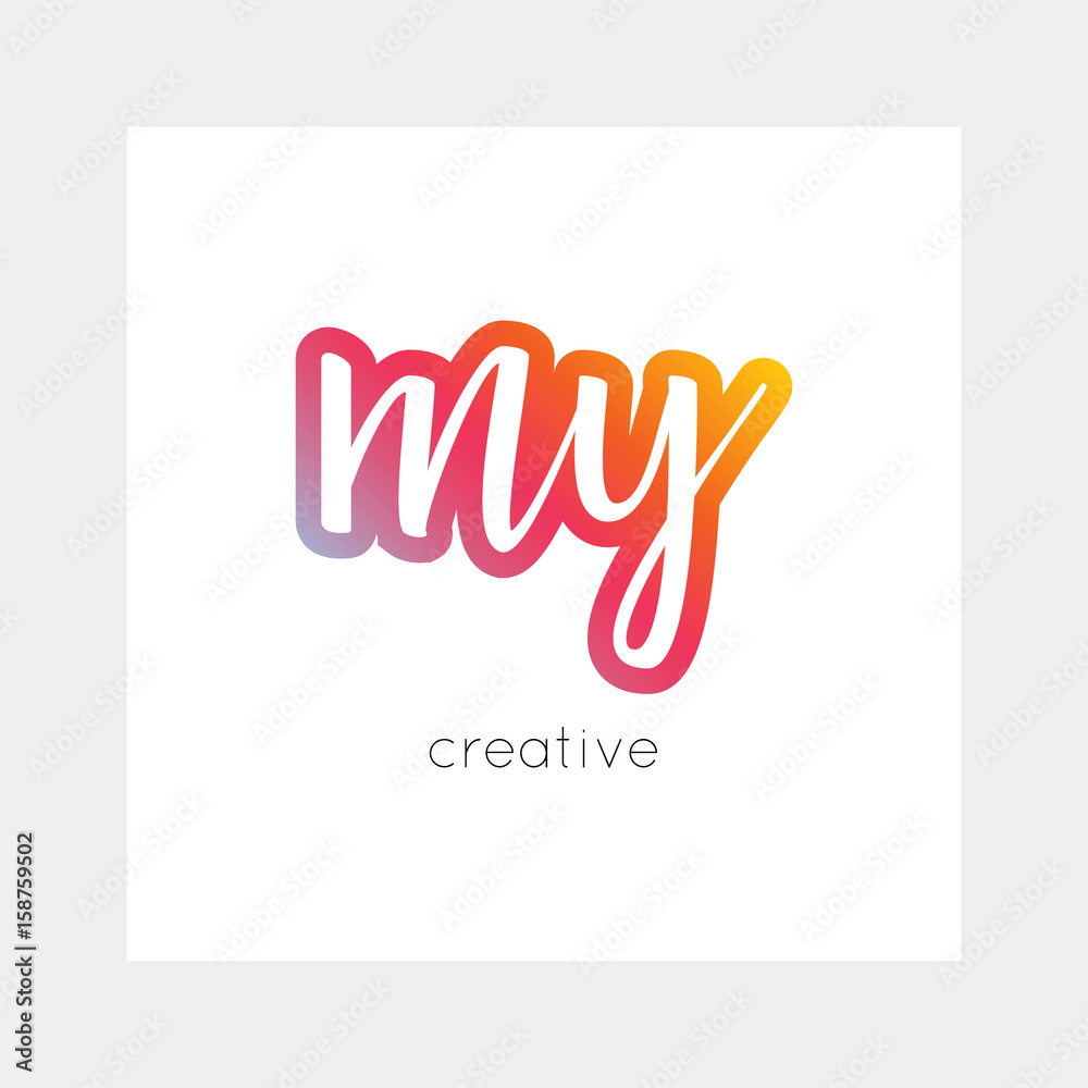 MY logo, vector. Useful as branding, app icon, alphabet combination ...