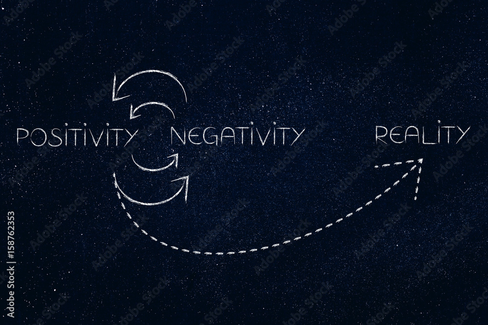 cycle of positive and negative aspects until reality is clear Stock ...