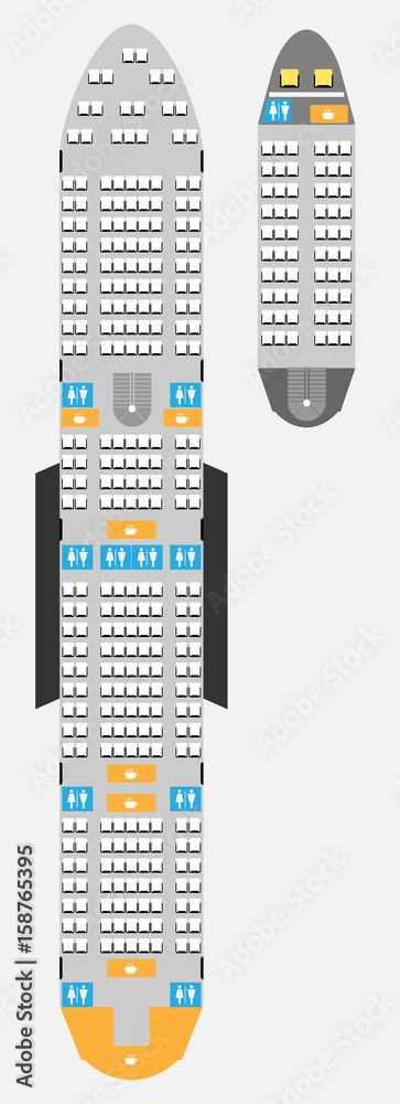 Wide body Double Deck Aircraft Seat Map Stock Illustration | Adobe Stock