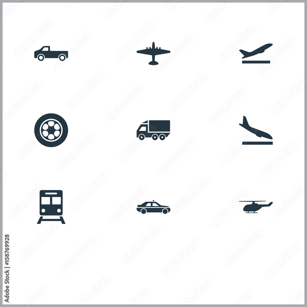 Vector Illustration Set Of Simple Transportation Icons. Elements ...
