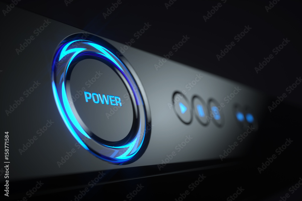 Power button on control panel Blue-ray player Stock Illustration ...