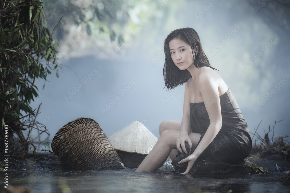 bathing woman Stock Photo | Adobe Stock