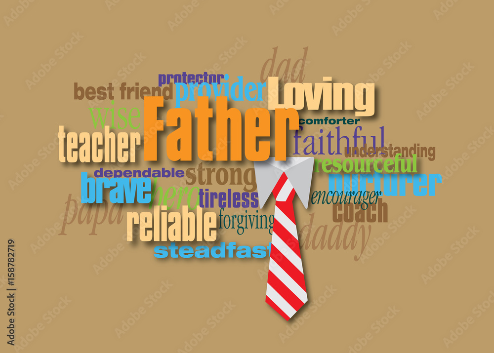 Graphic Father word montage with necktie. A fun word montage design of ...