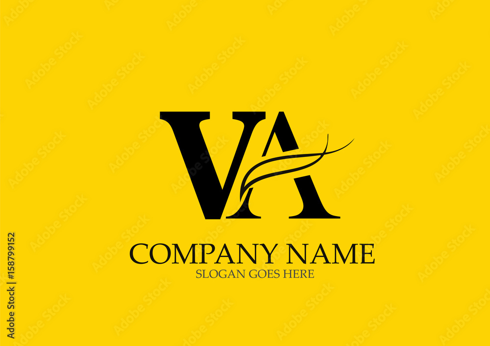 VA Letter Logo Design On Yellow Background Stock Vector | Adobe Stock