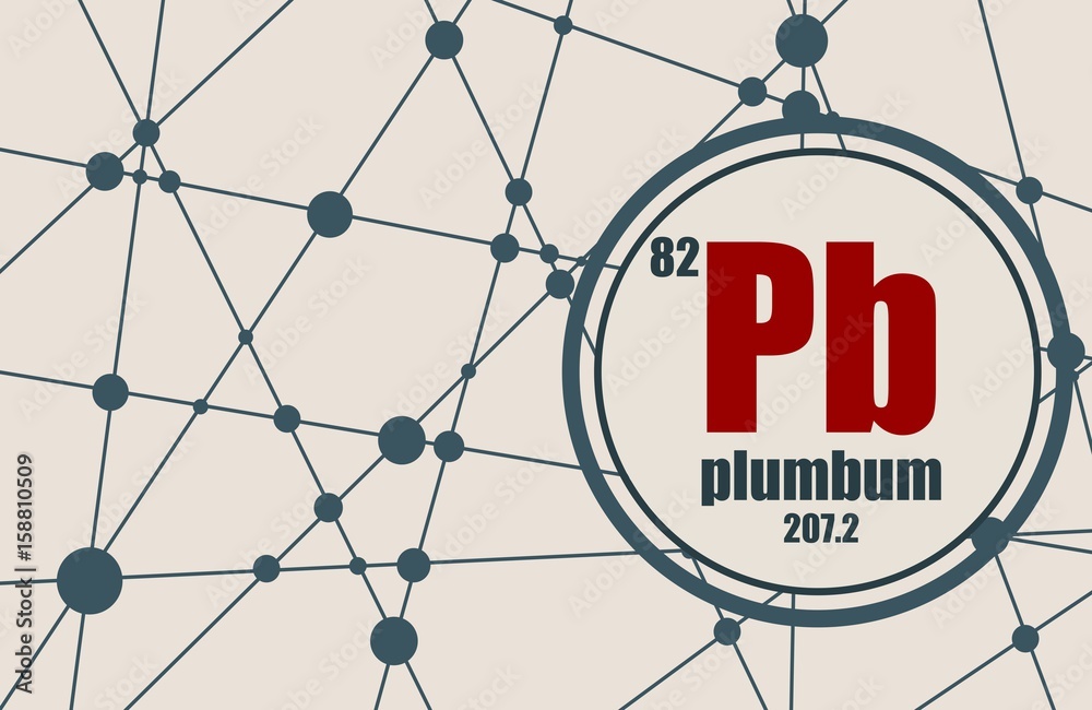 Plumbum chemical element. Sign with atomic number and atomic weight ...