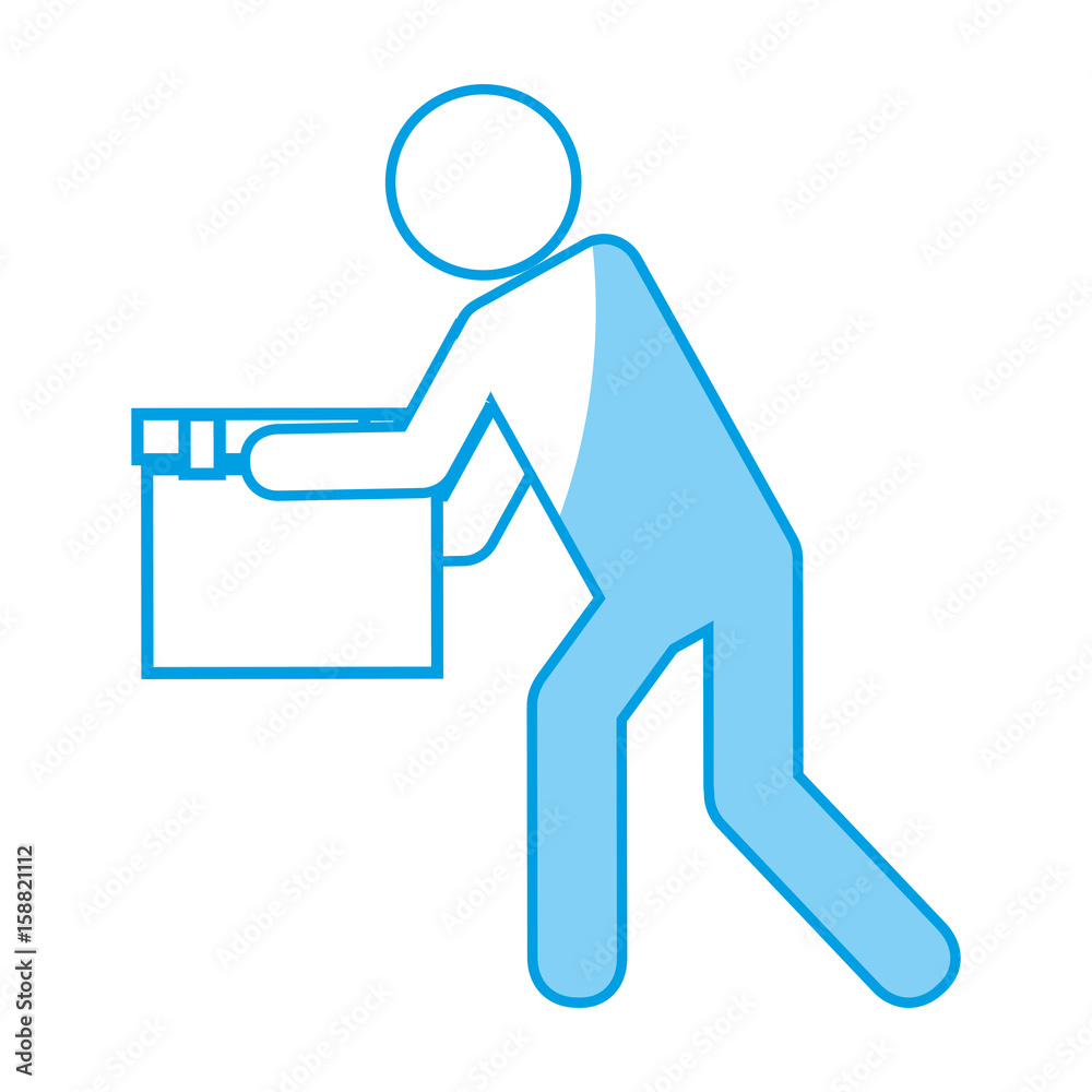 pictogram man holding a carton box icon over white background vector ...
