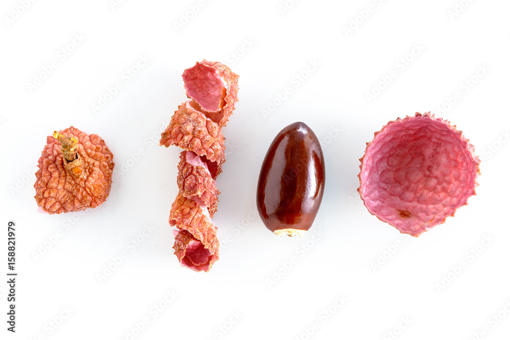 Parts of the lychee laid out in the row Stock Photo | Adobe Stock