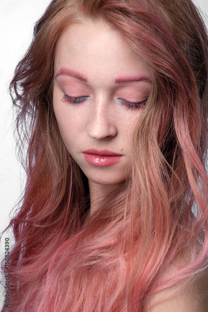 Light Pink Hair Blue Eyes