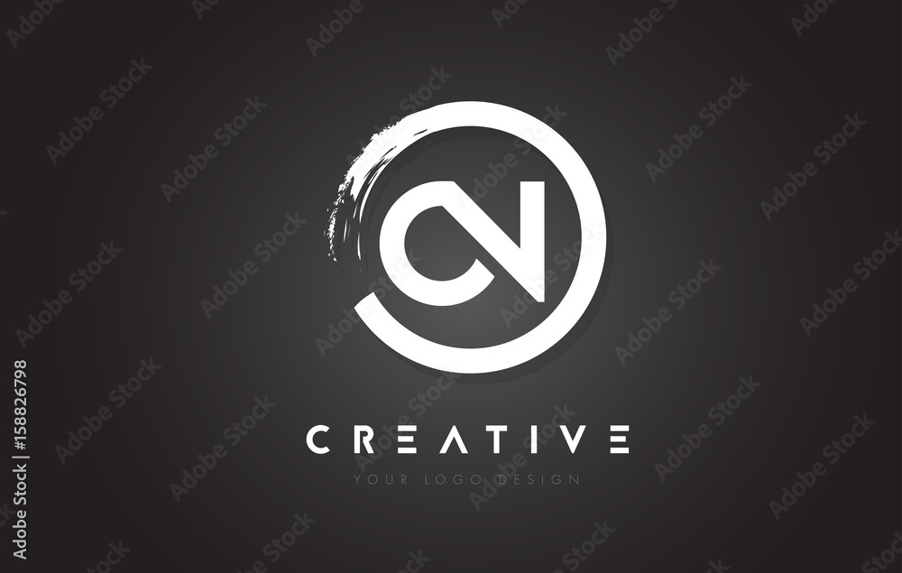 ON Circular Letter Logo with Circle Brush Design and Black Background ...