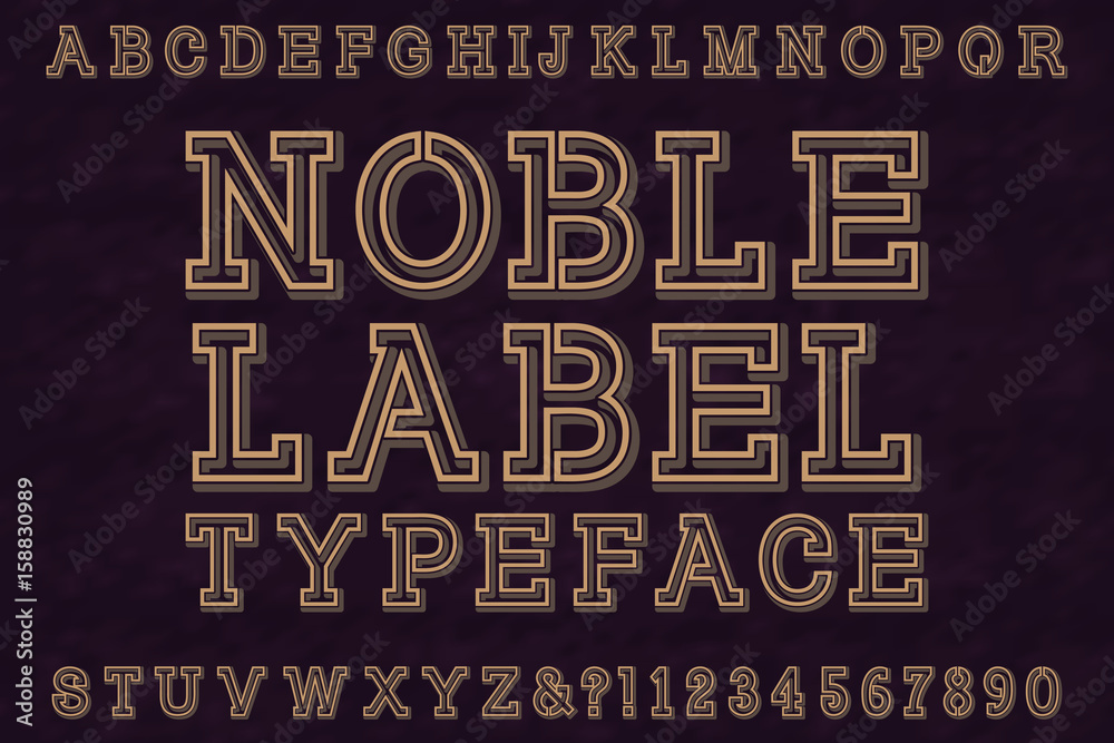 Noble Label Typeface font. Isolated english alphabet. Stock Vector ...