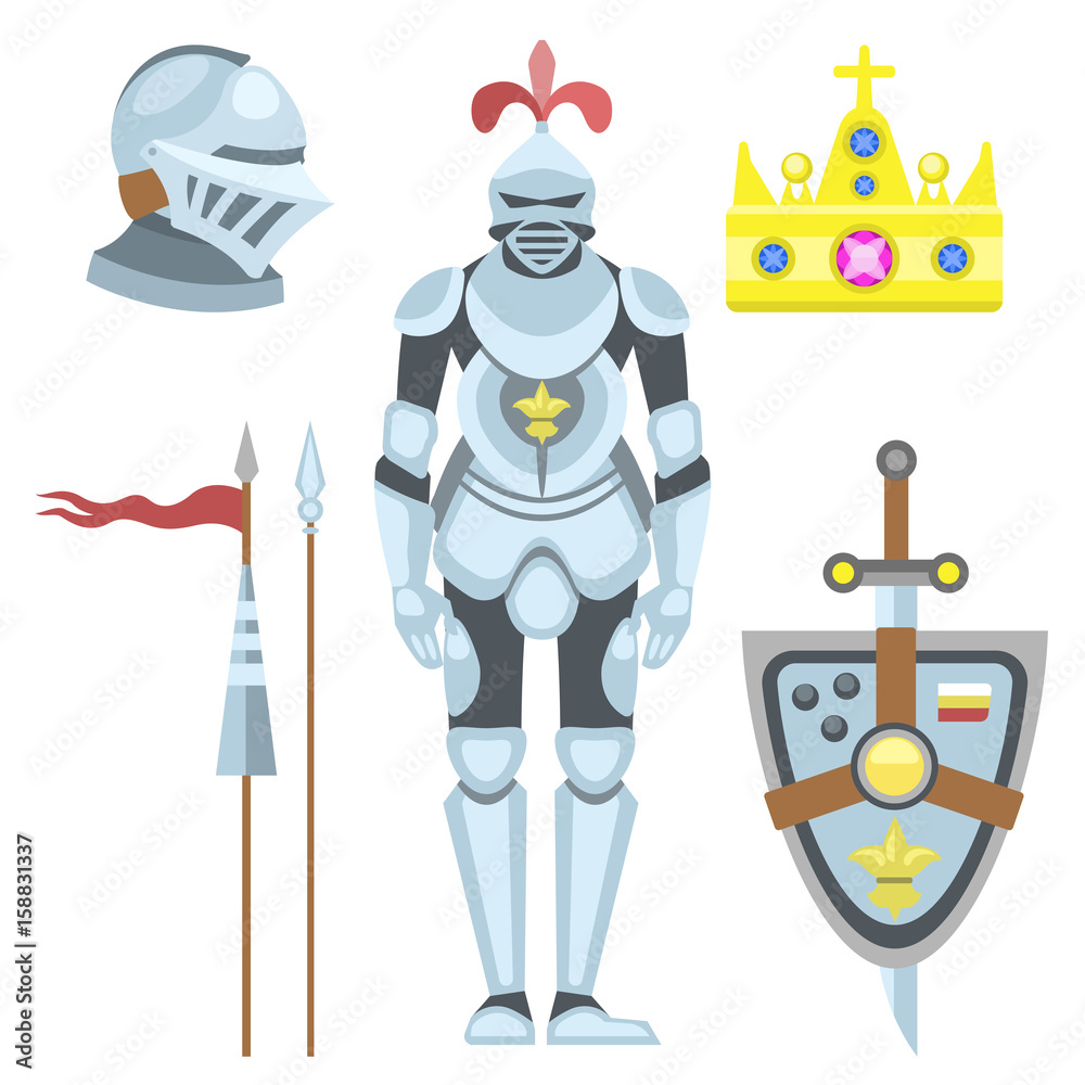 Heraldic royal crest medieval knight elements vintage king symbol ...