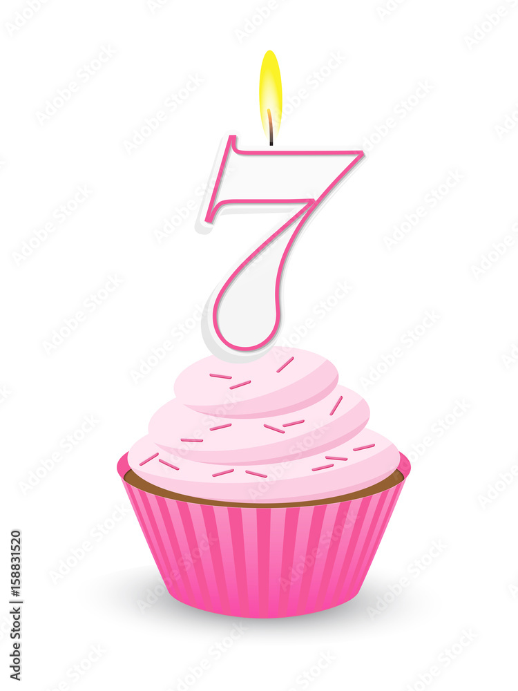 Birthday Cupcake for 7th Birthday Stock Vector | Adobe Stock