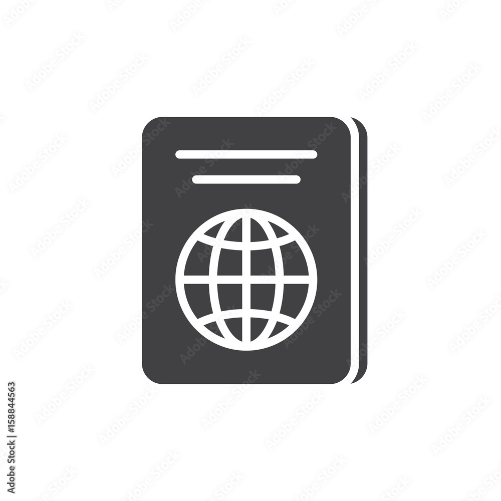 Passport icon vector, filled flat sign, solid pictogram isolated on ...