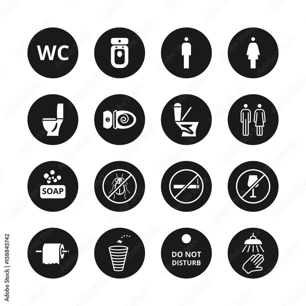 Public toilet vector icons. Wc restroom simple symbols Stock Vector ...