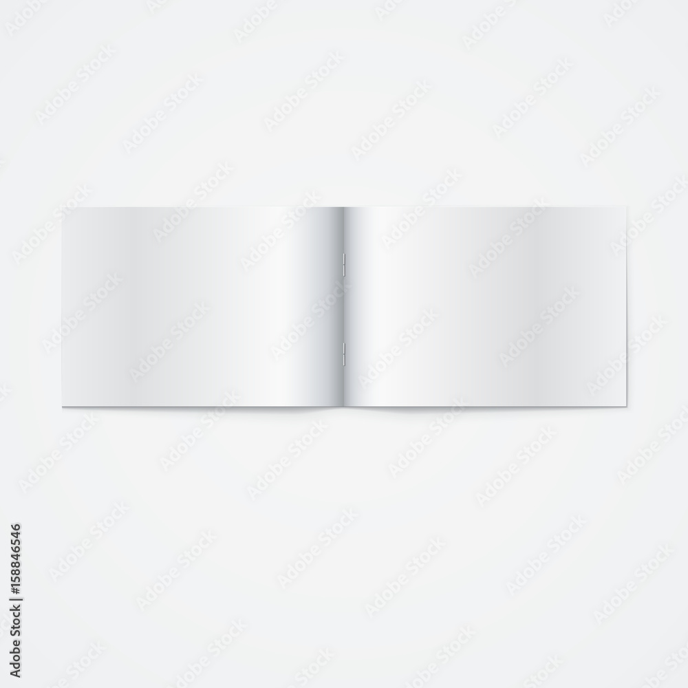 Blank opened magazine template, 3D illustration isolated on white ...