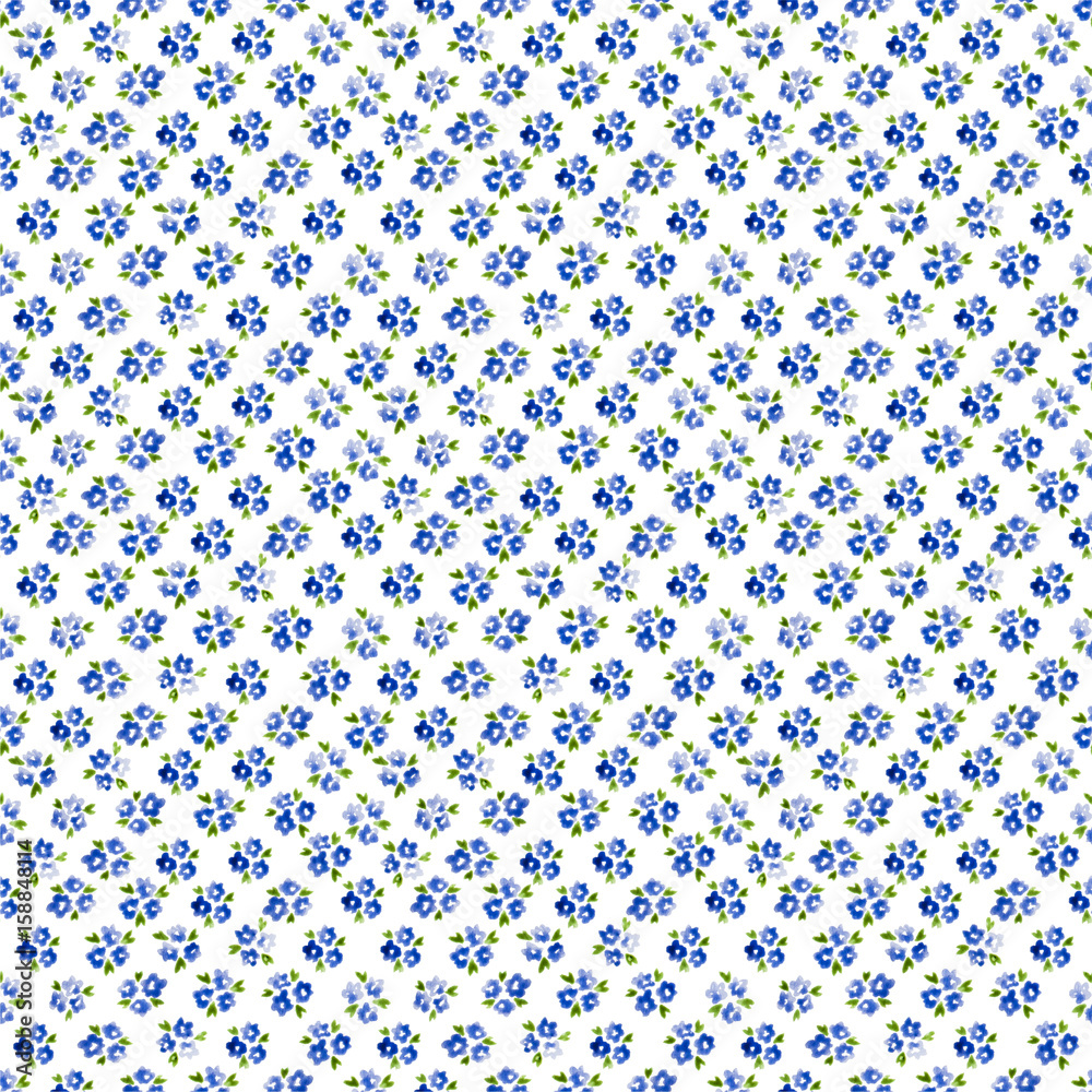 Calico watercolor forget me not pattern. Magnificent seamless cute ...