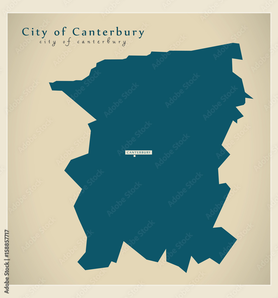Modern Map - City of Canterbury district UK illustration Stock Vector ...