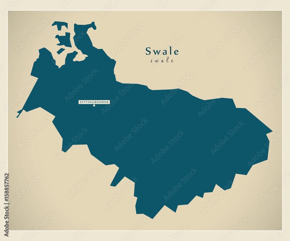 Modern Map - Swale district UK illustration Stock Vector | Adobe Stock