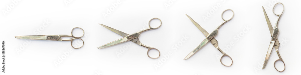 Open and closed scissors on white background. Stock Photo | Adobe Stock