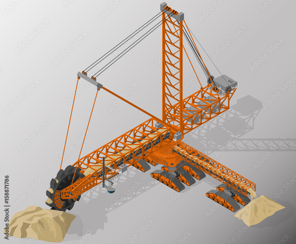 Vettoriale Stock Vector isometric illustration of bucket-wheel ...