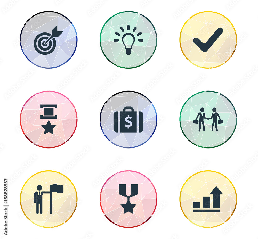 Vector Illustration Set Of Simple Success Icons. Elements Attainment ...