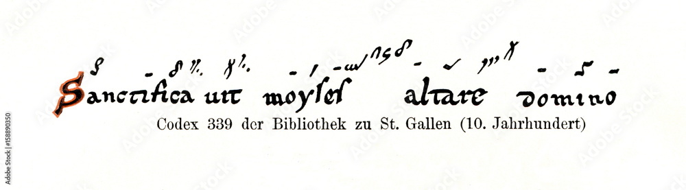 Neumatic notation from 10th century, Abbey of Saint Gall (from Meyers ...