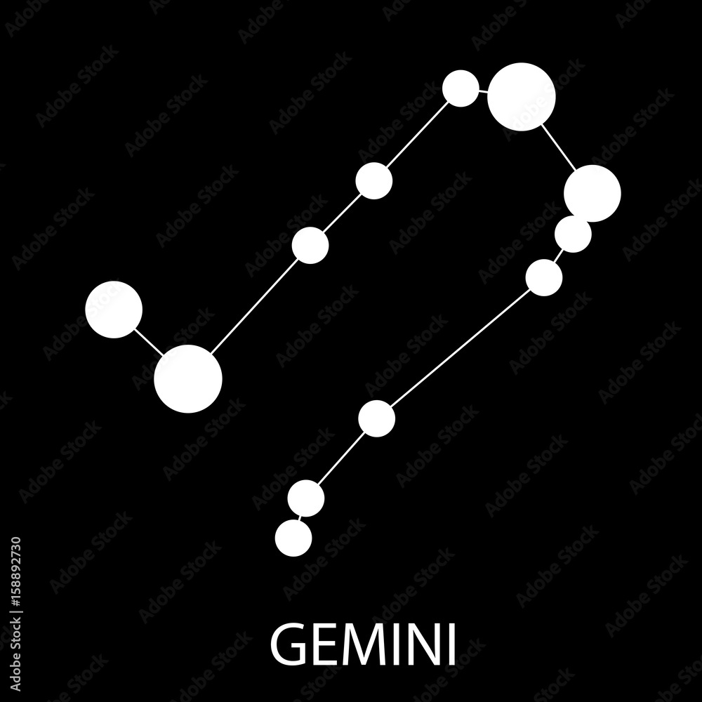 Raster illustration. Zodiac sign Gemini. Detailed stylish zodiac icon ...