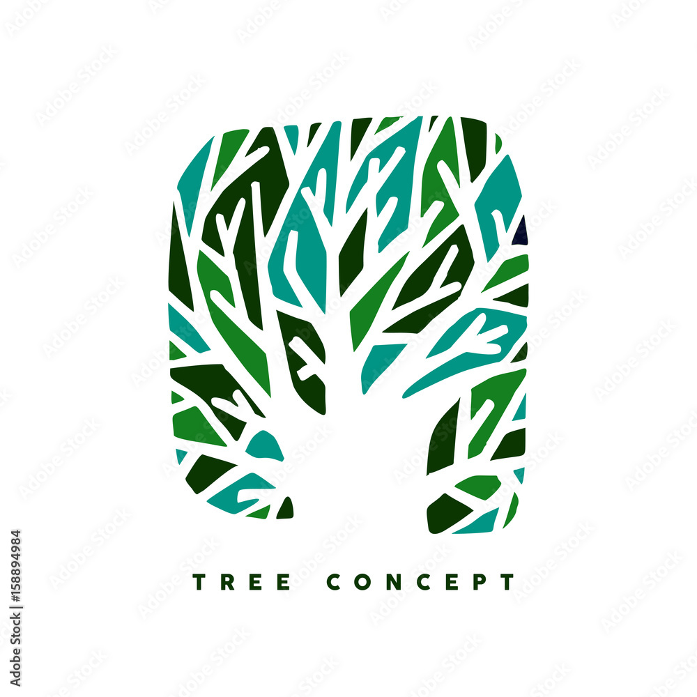 Green tree concept symbol design for nature care Stock Vector | Adobe Stock