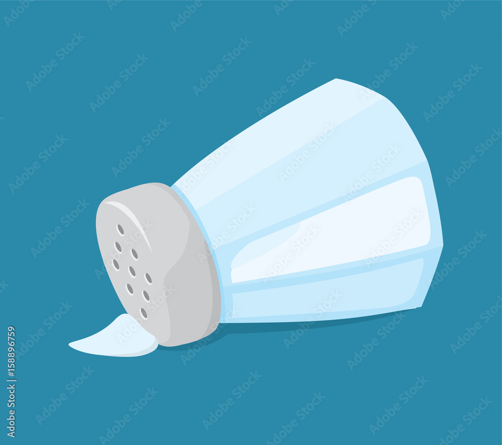 Cartoon fallen and spilling salt shaker Stock Vector | Adobe Stock