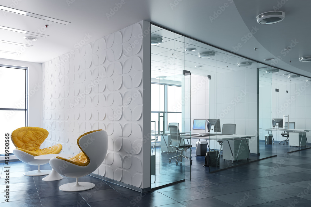 3d modern office interior render Stock Illustration | Adobe Stock