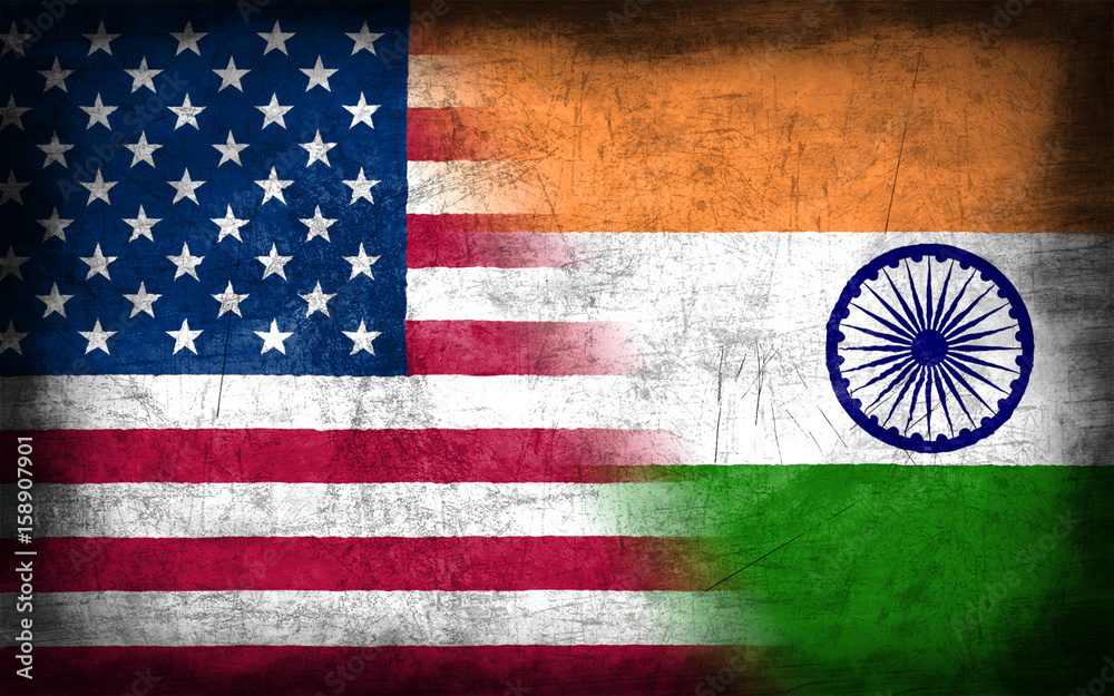 USA and India flag with grunge metal texture Stock Photo | Adobe Stock