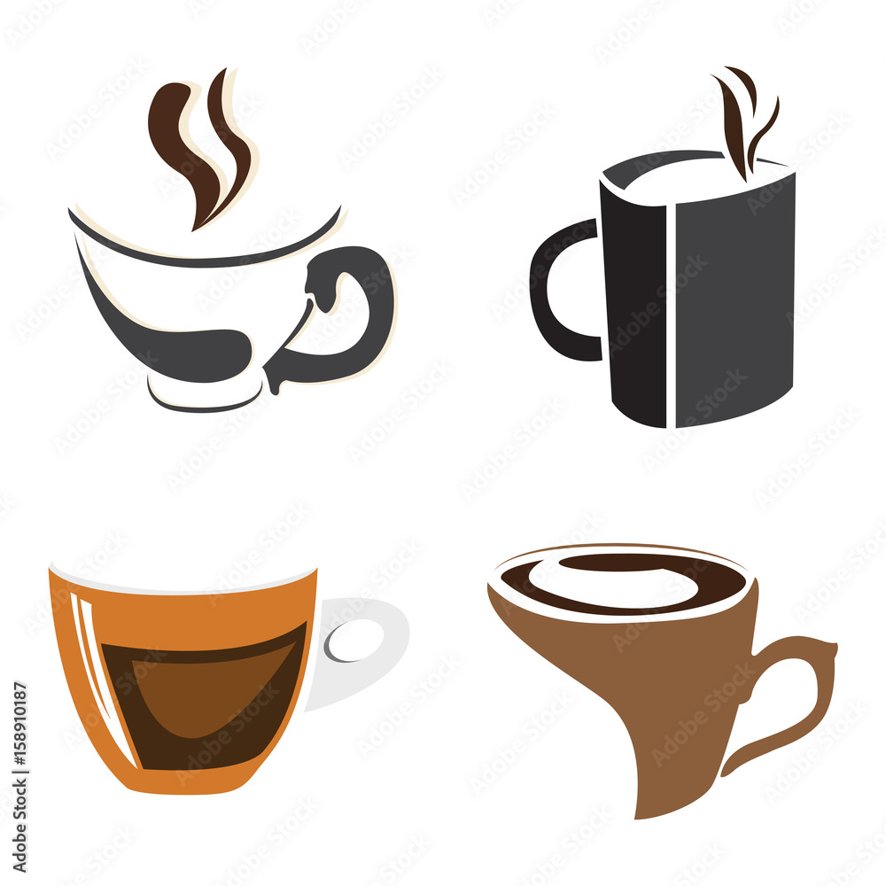 Set of abstract coffee logos, Vector illustration Stock Vector | Adobe ...